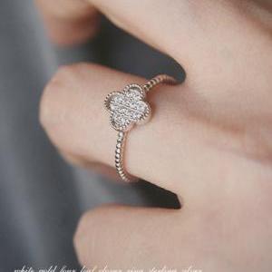 Sterling Silver Clover Ring White Gold on Luulla