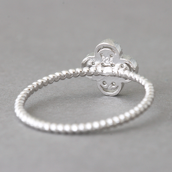 Sterling Silver Clover Ring White Gold on Luulla
