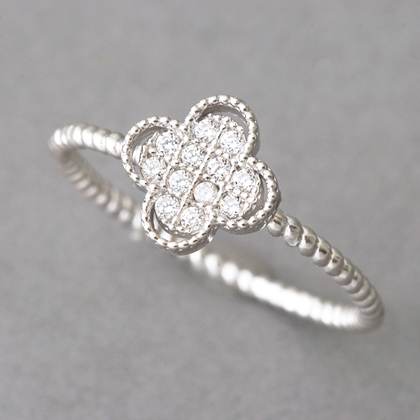 Sterling Silver Clover Ring White Gold on Luulla