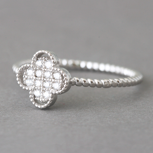 Sterling Silver Clover Ring White Gold on Luulla