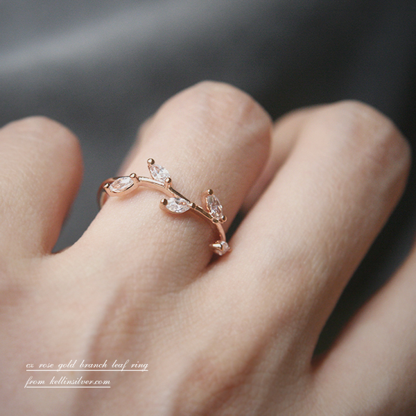 Cz Rose Gold Olive Branch Leaf Ring on Luulla Cz Rose Gold Olive Branch Leaf Ring on Luulla